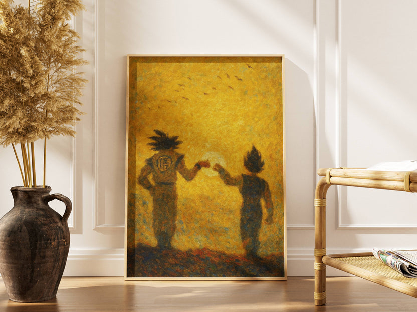 Saiyan Duo Wall Art – Legendary Warriors Fist Bump Poster | Anime Room ...